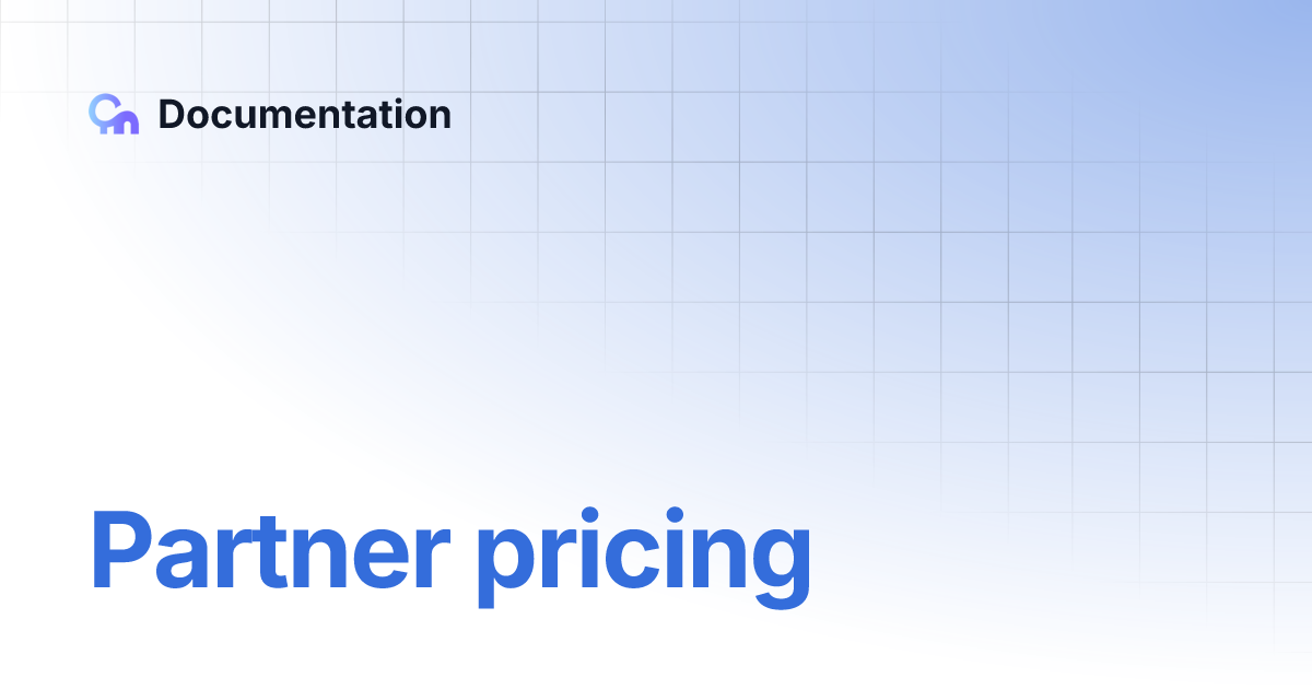 Partner pricing | Documentation